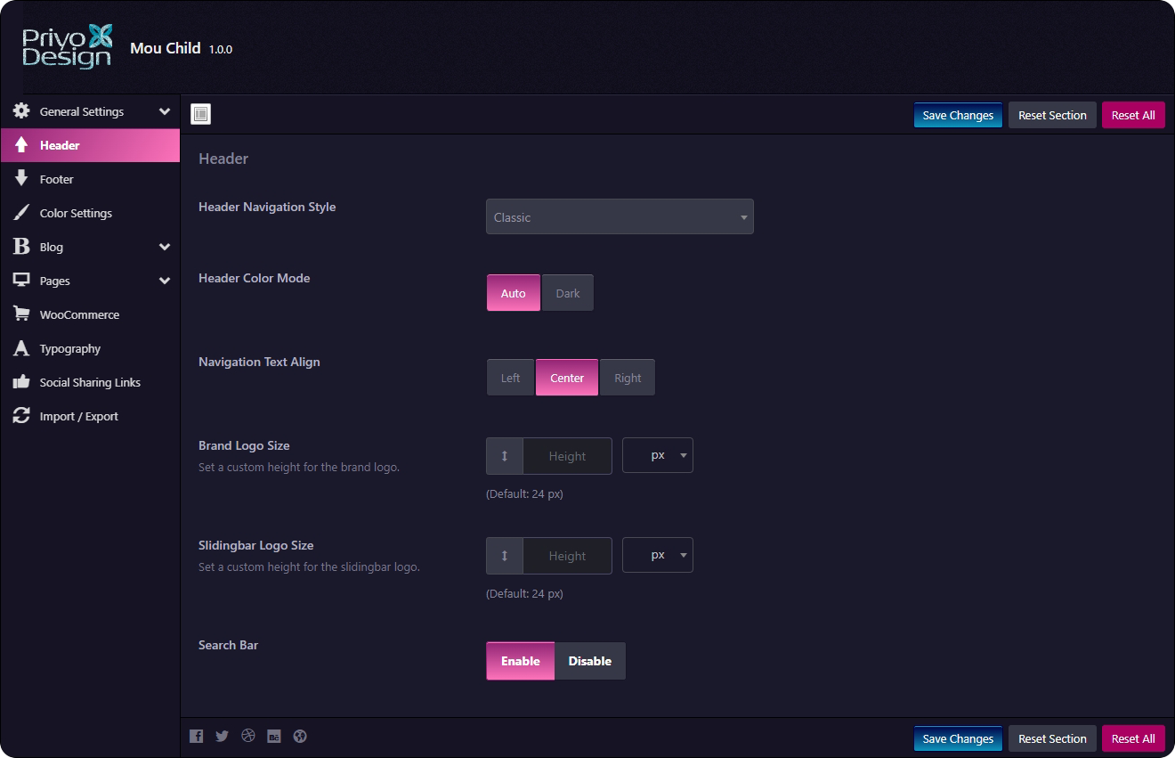 Theme Options – Mou Docs